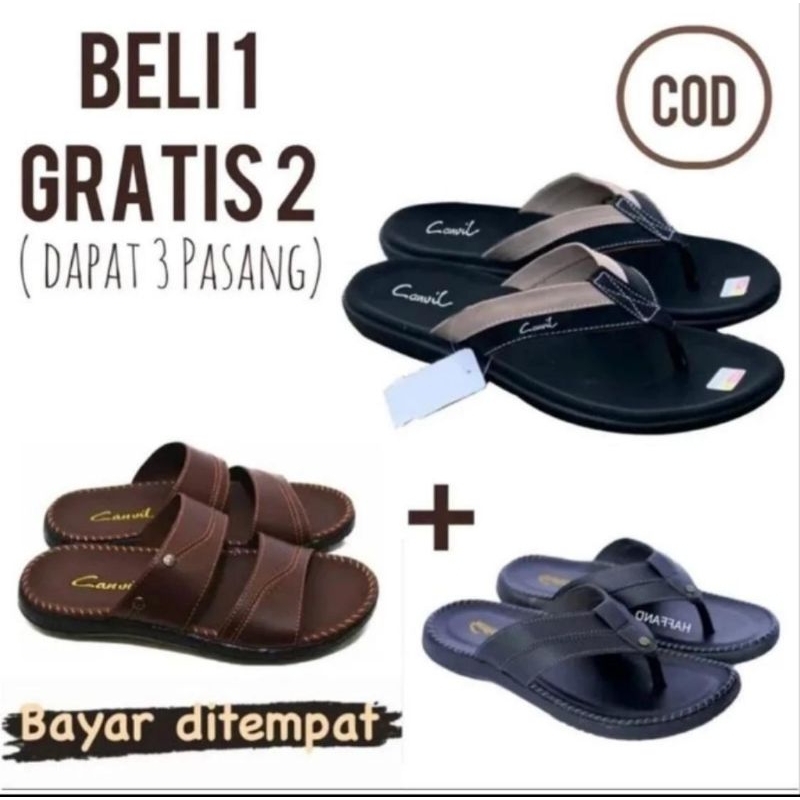 Jual SUPER PROMO BELI 1 GRATIS 2 PASANG SANDAL KULIT/SANDAL PRIA/SANDAL ...