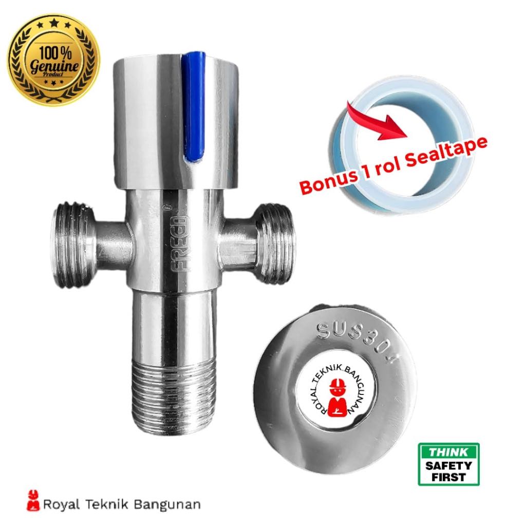 Jual Stop Kran Air Shower Double 1/2" inch Stainless Steel SUS 304 / Keran T 2 Cabang Bidet WC ...