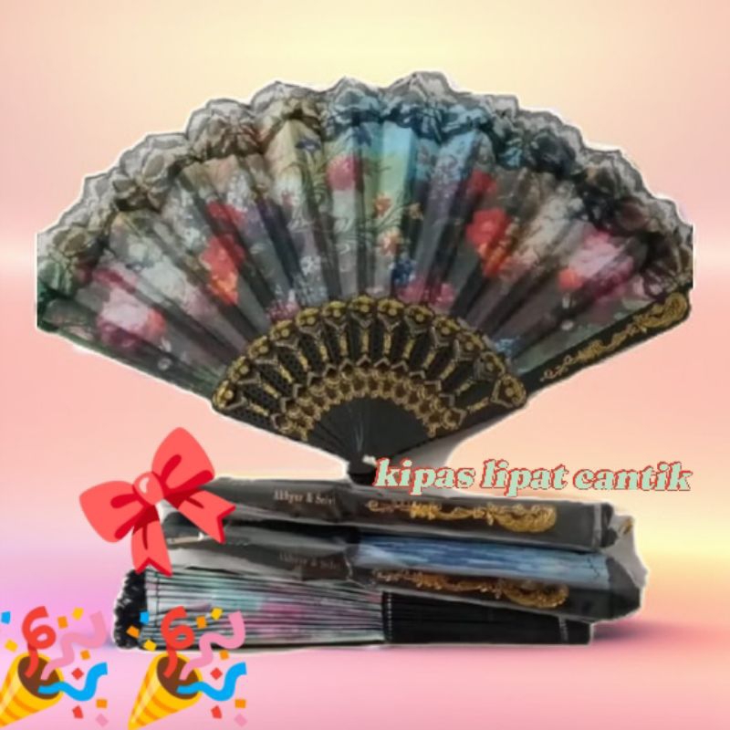 Jual Souvenir pernikahan sovenir kipas tangan lipat cantik | Shopee ...