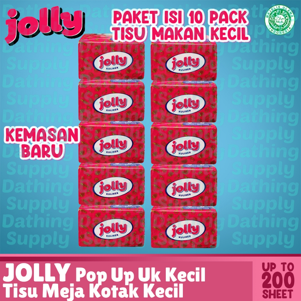 Jual PAKET 10 PACK Tissue Jolly Pop Up (Up to 200 Sheet) / Tisu Meja ...