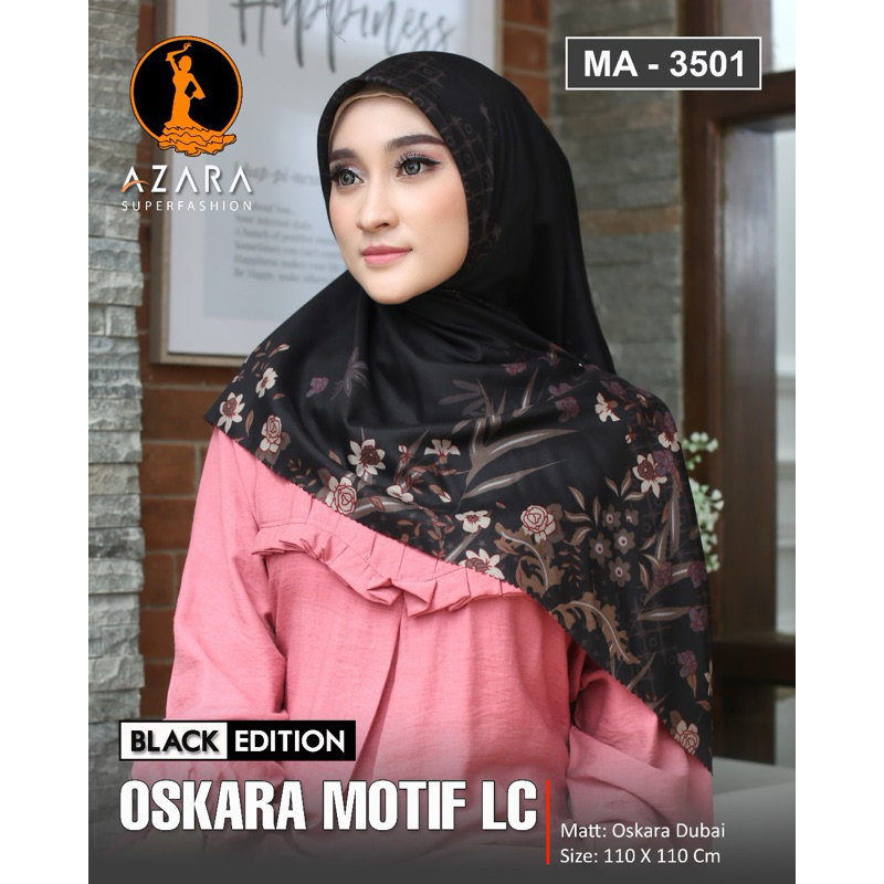 Jual 10 HIJAB SEGIEMPAT OSKARA BLACK EDITION MOTIF LASER CUT AZARA ...