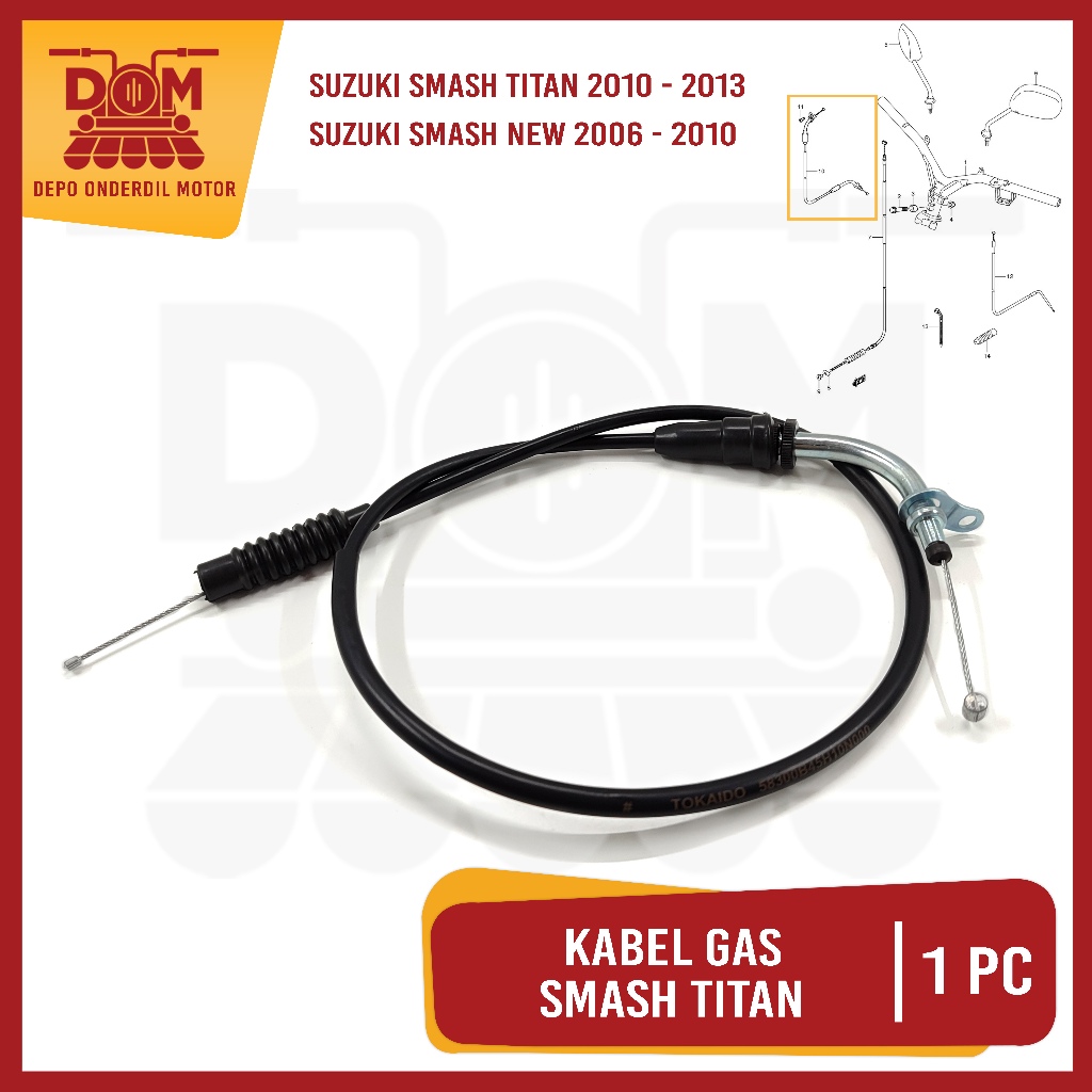 Jual Kabel Gas Smash Titan (TOKAIDO) Throttle Cable Cabel Seling Tali ...