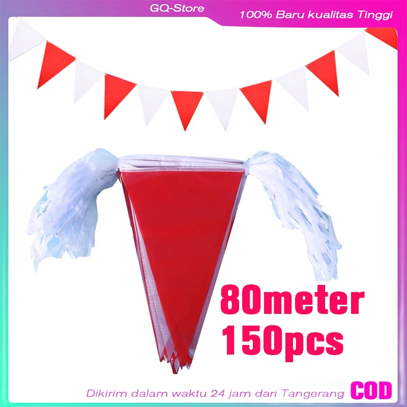 Jual Bendera Segitiga Kain Merah Putih Spunboad (80 Meter 150Pcs ) Flag Agustus | Shopee Indonesia
