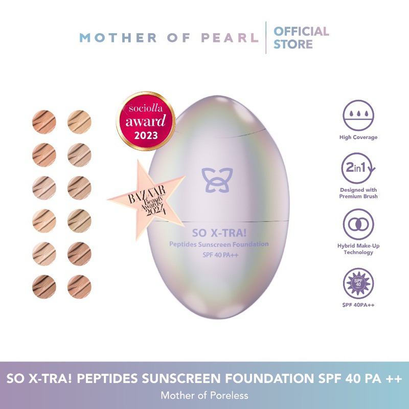 Jual MOP Mother of Pearl So Xtra Peptide Sunscreen Foundation | Shopee ...