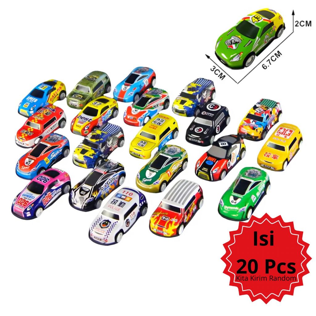 Jual Mobil Mini Mainan Anak (20pcs) Pullback Mix Colorfull Racing Car ...