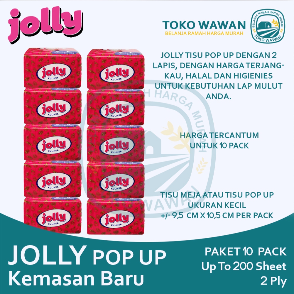 Jual PAKET 10 PCS Tissue Jolly Pop Up (Up to 200 Sheet) / Tisu Meja ...