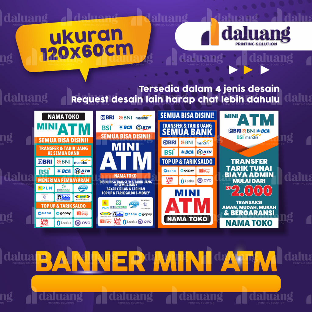 Jual 120x60CM | Spanduk Banner Custom Mini Agen Bank BRILink Mandiri ...