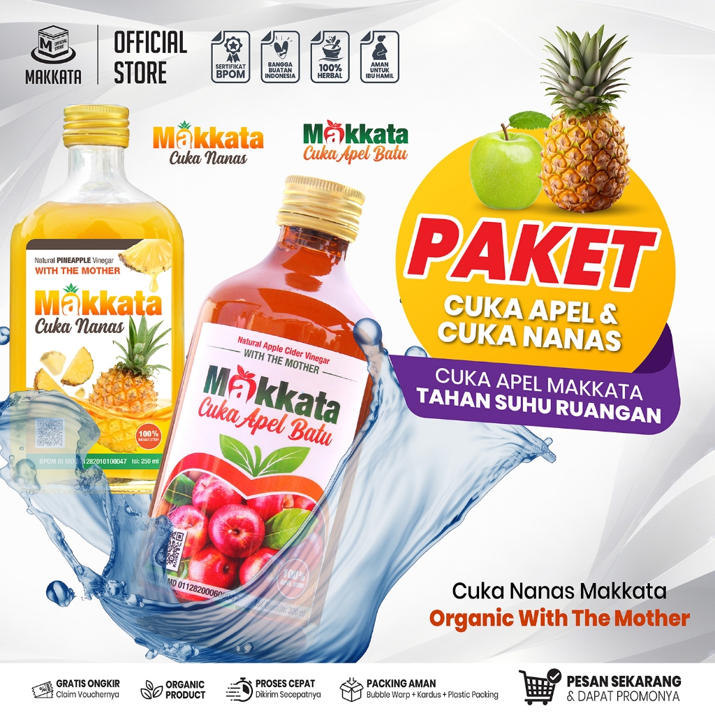 Jual MAKKATA Paket Cuka Apel Dan Cuka Nanas Makkata Original Tahan Suhu ...