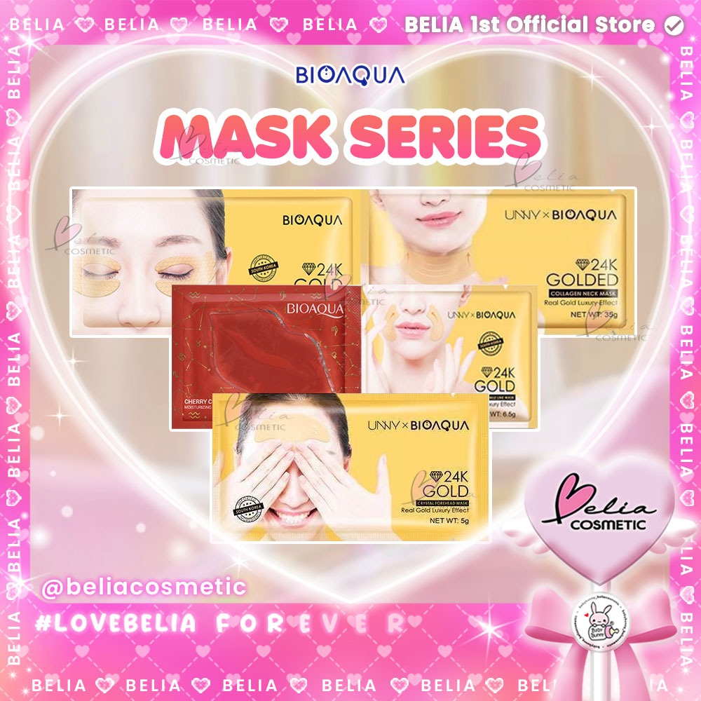 Jual BELIA BIOAQUA Masker | Lip Mask | Eye Mask 24K Forehead Mask ...