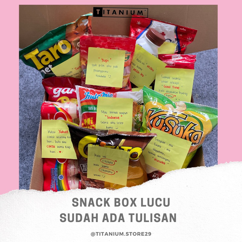 Jual GIFT SNACK BOX SUDAH ADA TULISAN LUCU DIBUNGKUS KERTAS KADO DAN ...