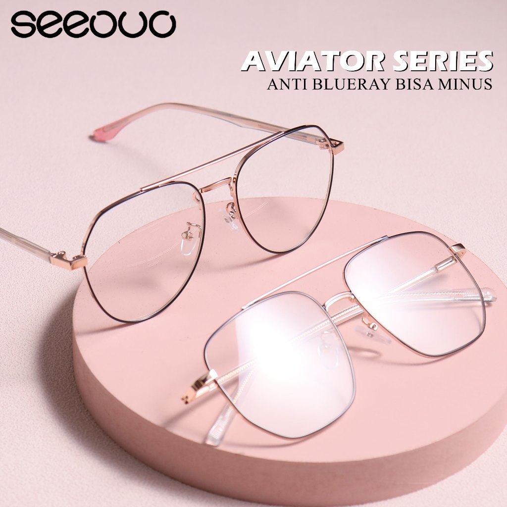 Jual Seeouo Kacamata Frame Antiradiasi Blueray Gadget Series Aviator Classic Style Metal Ringan ...