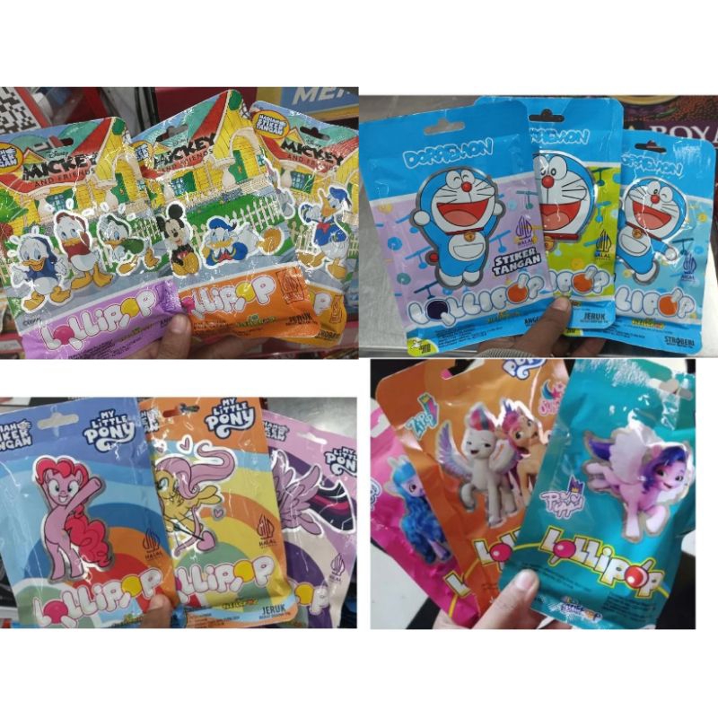 Jual JLO Fizlepop permen Lollipop little pony doraemon mickey mouse ...
