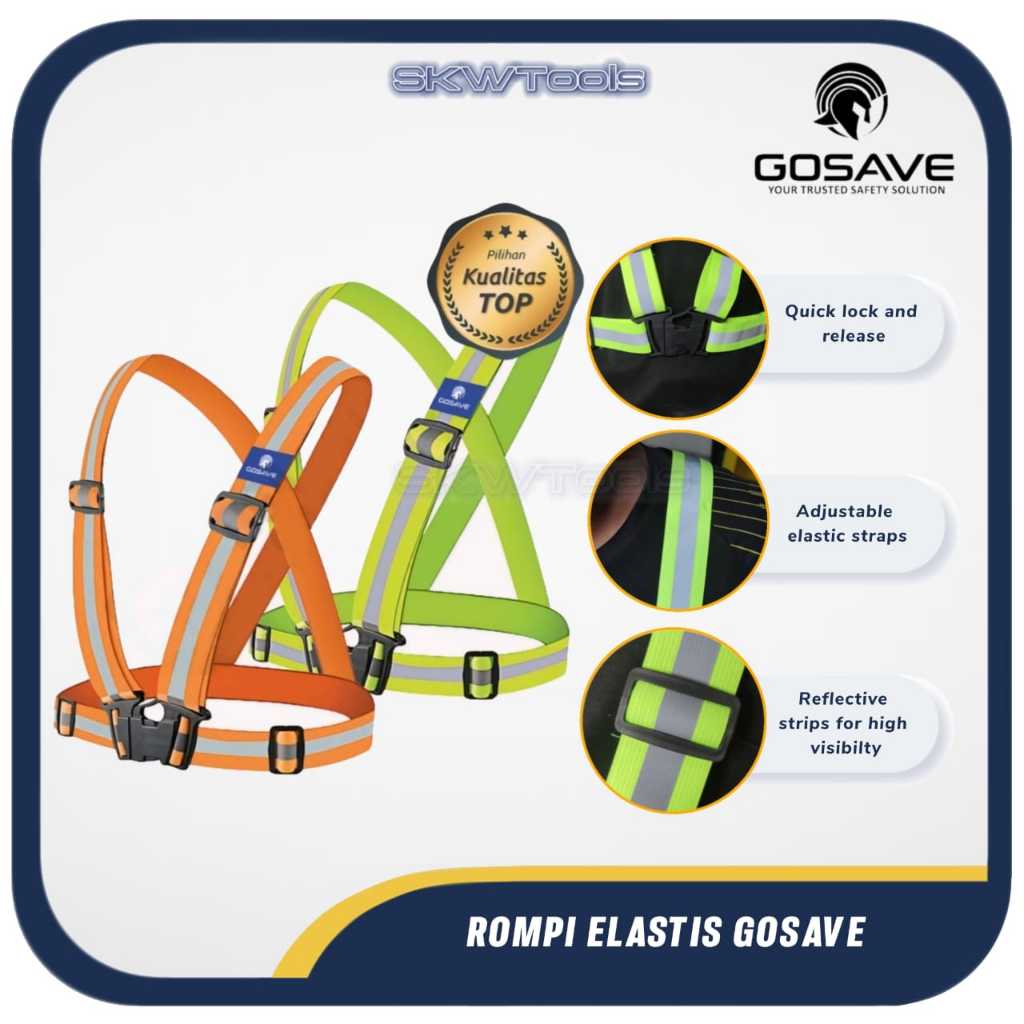 Jual Rompi V Proyek Safety Karet Elastis GOSAVE - Orange - Hijau ...