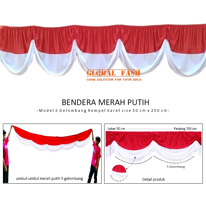 Jual Bendera Merah Putih 5 Gelombang polos / Bendera Kain Indonesia Background / bendera hut ri ...