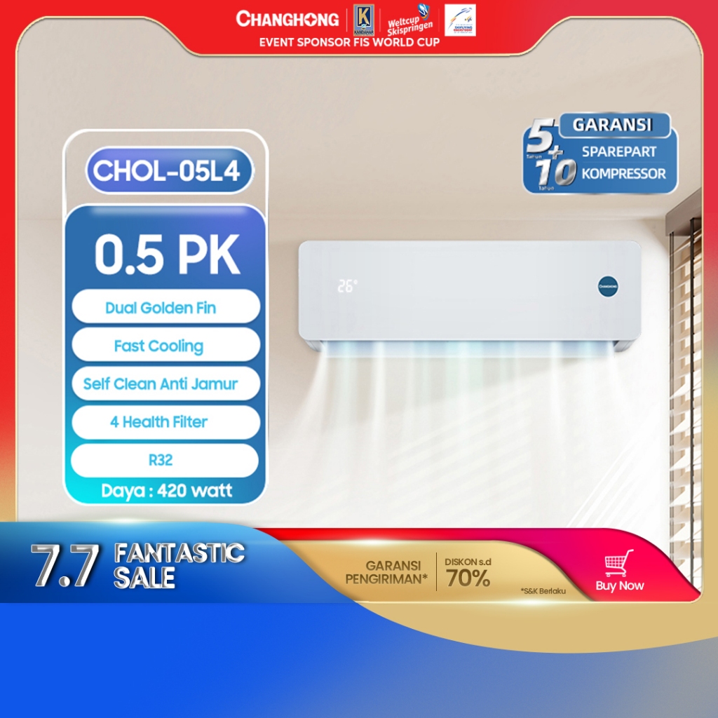 Jual Changhong AC Split 1/2 PK STANDARD R32 - CHOL-05L4 [INDOOR ...