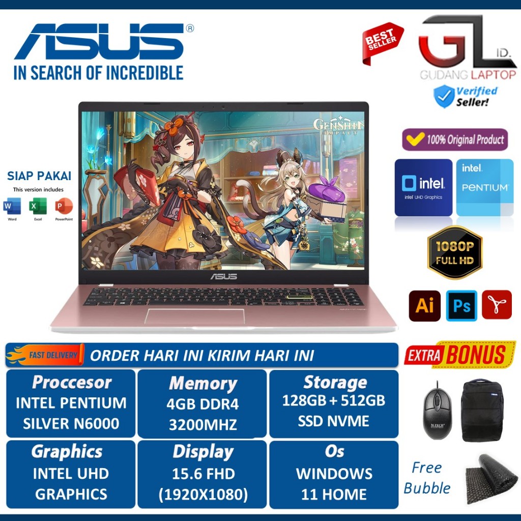 Jual Laptop Asus Vivobook L510KA Intel Pentium Silver N6000 4GB 512GB ...