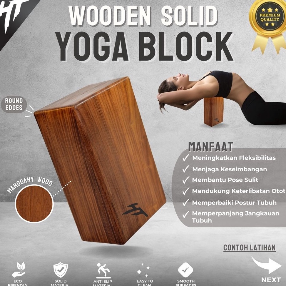 Jual Wooden Solid Yoga Block by Hypertrophy Balok Blok Kayu Senam ...