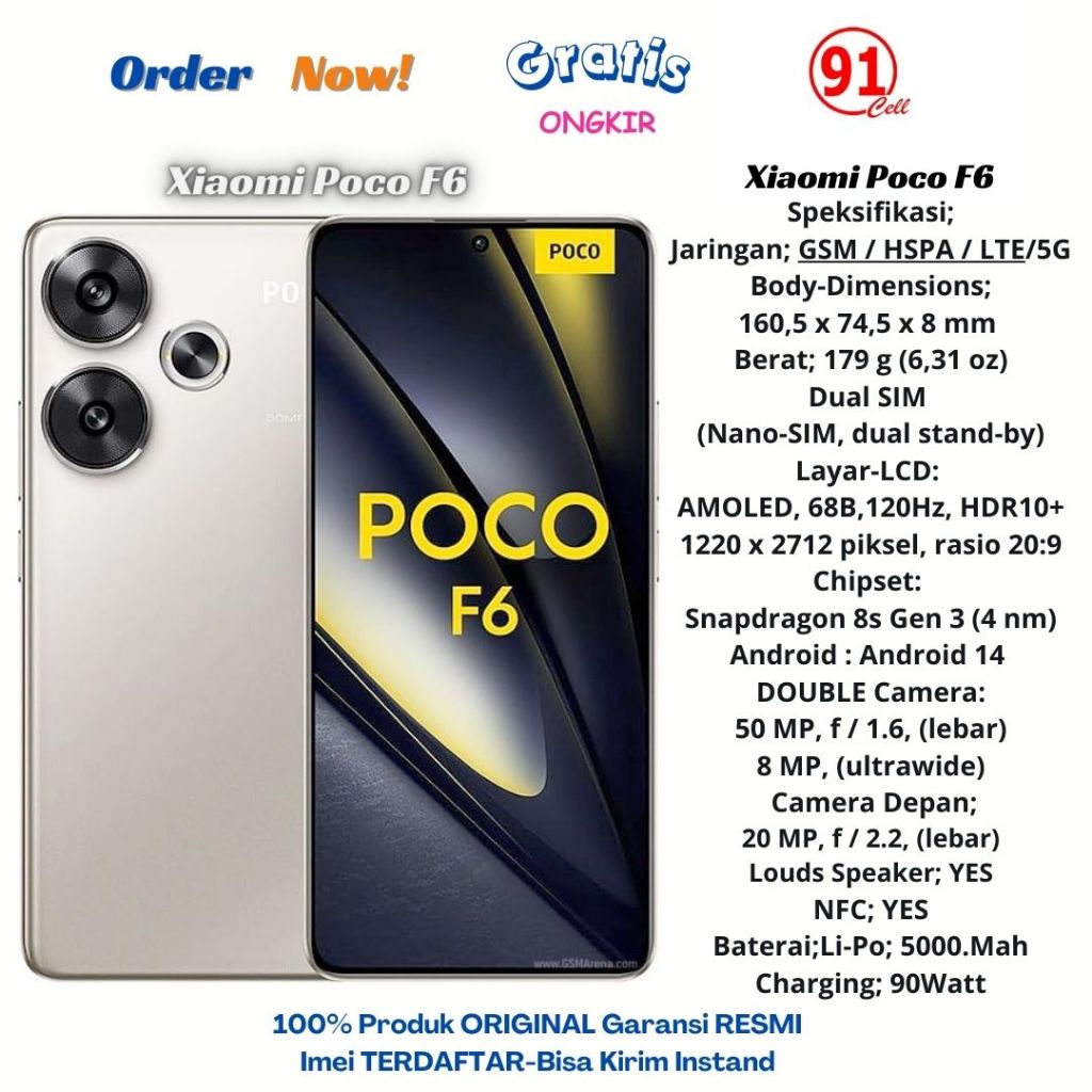 Jual POCO F6 / F7 5G (RAM12-512GB)-(RAM8/256GB) GARANSI RESMI 1 TAHUN ...