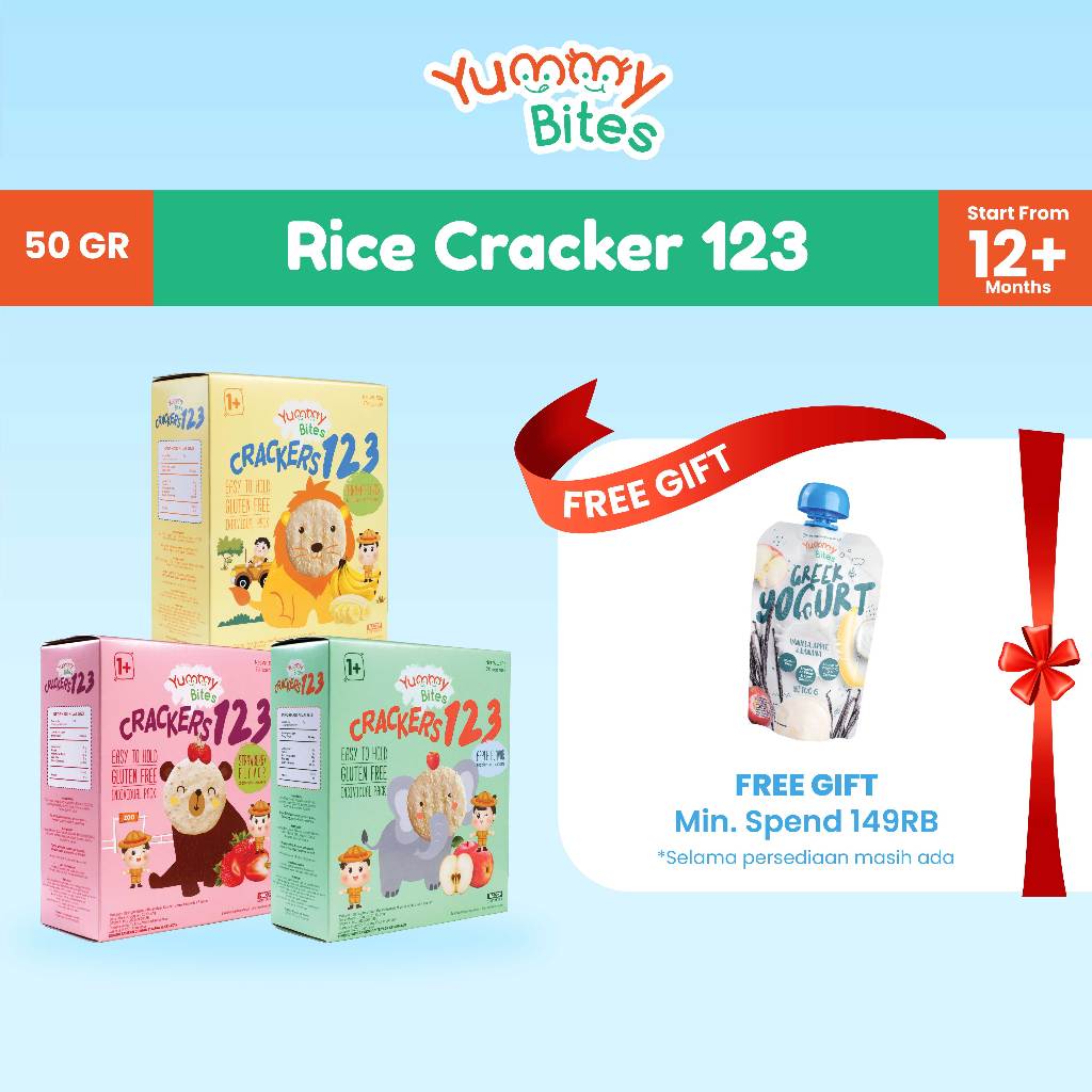 Jual Yummy Bites Rice Crackers 123/ 50 GR/ Snack Baby/ Cemilan bayi ...