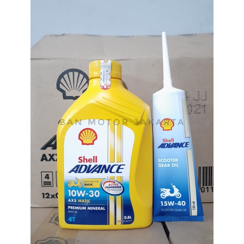 Jual Paket Oli Matic Shell AX5 Scooter 10W-30 800ml Dan Oli Gardan ...