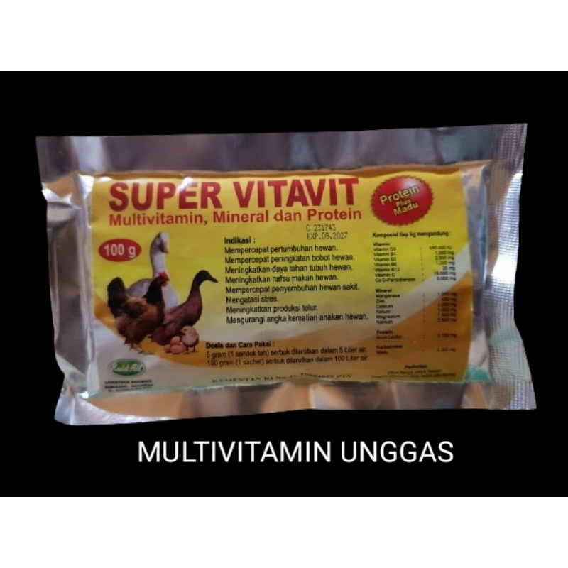 Jual SUPER VITAVIT MULTIVITAMIN PROTEIN DAN MINERAL UNGGAS 100GR ...