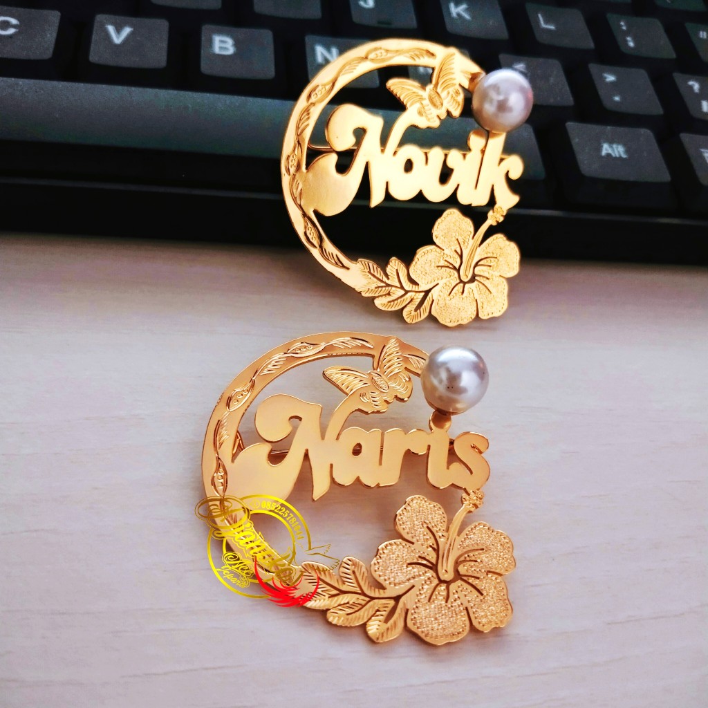 Jual Bros Nama Bunga Lapis Emas (Custom Nama) | Shopee Indonesia