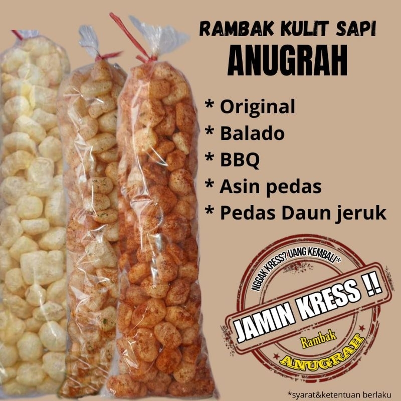 Jual Rambak Kulit Sapi ANUGRAH 250gr ASLI KRESSS. Krupuk Kulit Sapi ...