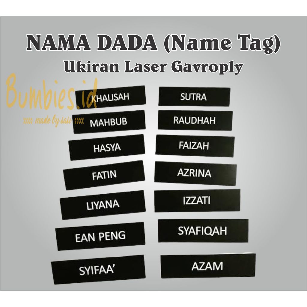 Jual Nama Dada Grafir Custom Laser Premium Magnet | Name Tag | Nama ...