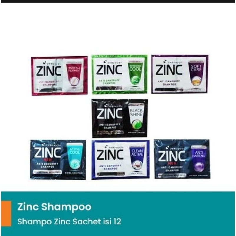 Jual ZINC SHAMPOO RENCENG 1 RENCENG isi 12 sachet | Shopee Indonesia