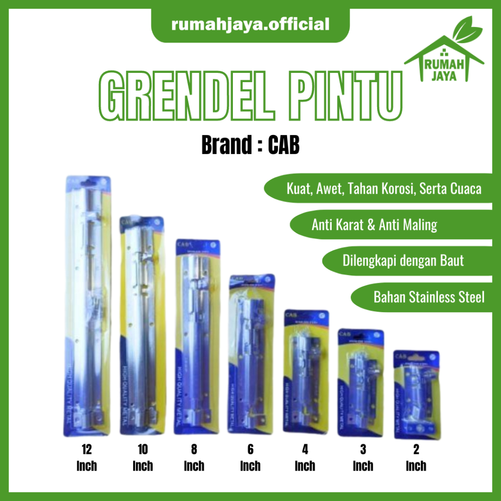 Jual RJO - Grendel Stainless CAB 2"- 12" Inch | Grendel Pintu / Jendela ...