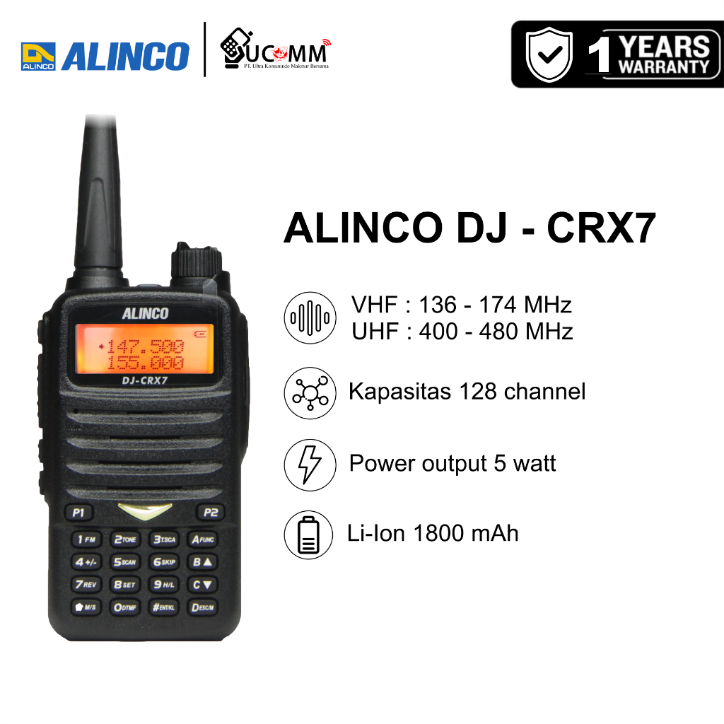 Jual Alinco DJ CRX7 DJCRX7 Dual Band Handy Talky VHF UHF 128 Channel Original Garansi Resmi 1 ...
