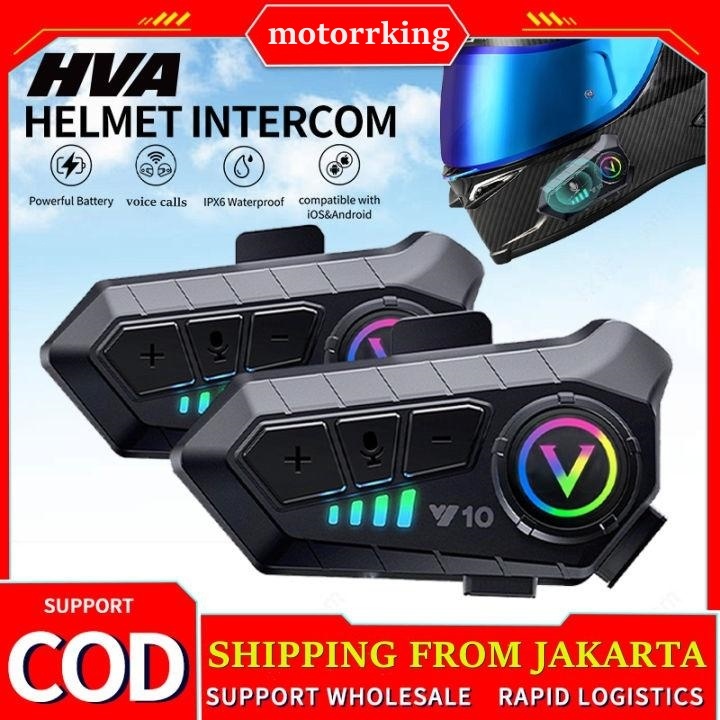 Jual V10 Headset Bluetooth Helm Motor Bluetooth 5.3 Intercom For Helmet ...