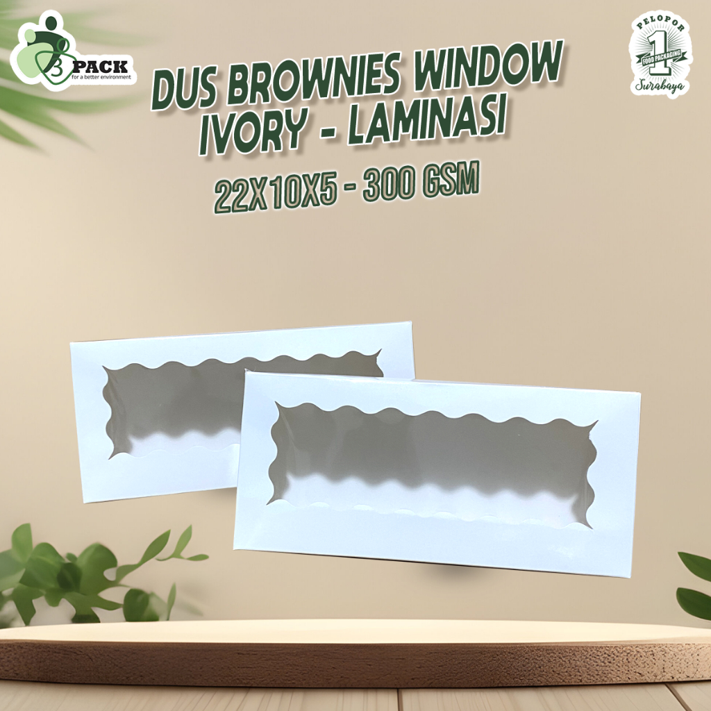 Jual DOS IVORY BROWNIES Kue Box Dus Kotak Kue Brownies ivory Window ...