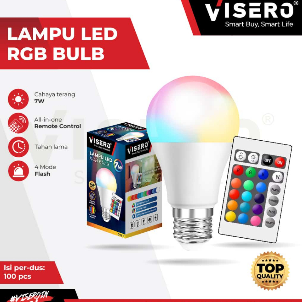 Jual Visero Lampu LED 7 Watt RGB + Remot 16 Warna Harga Distributor ...