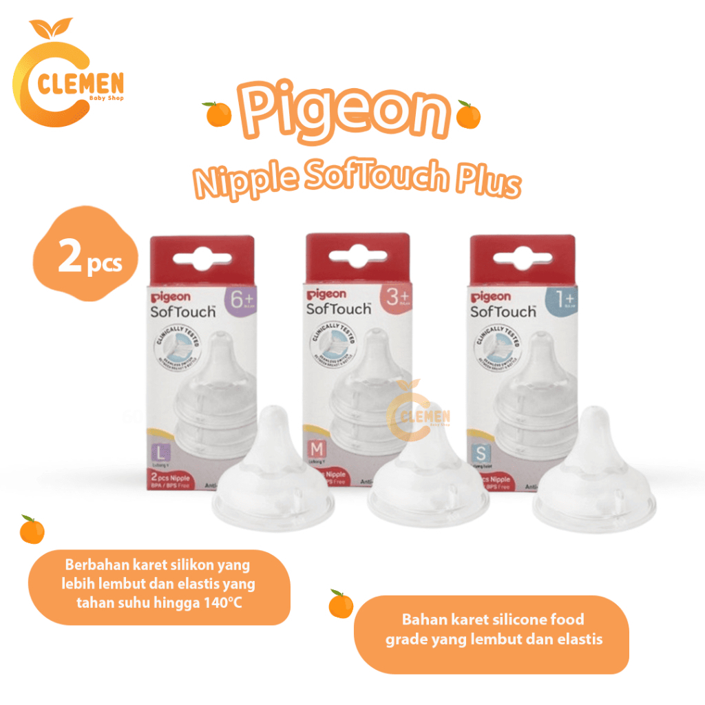 Jual Pigeon Nipple SofTouch Plus 2pcs (Dot Bayi) | Shopee Indonesia