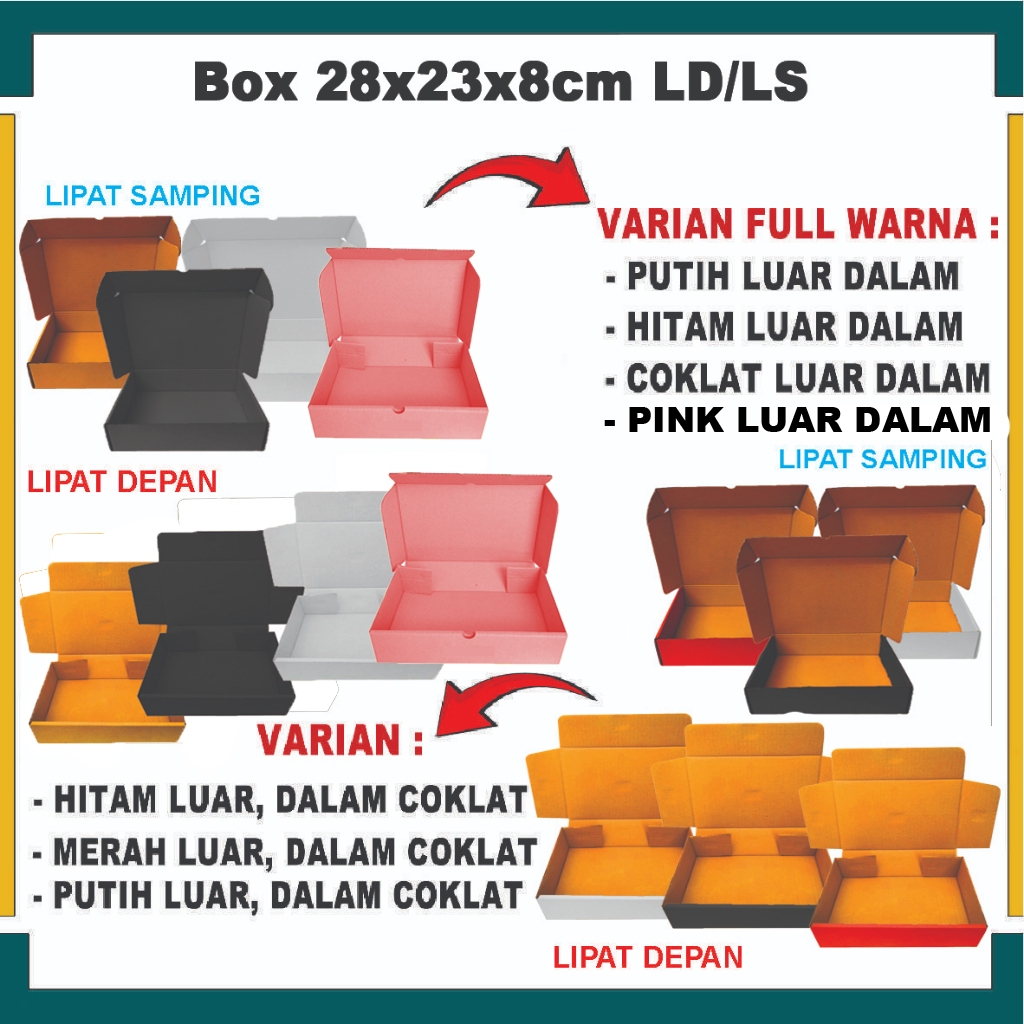 Jual Box 28x23x8 Cm / Box Lipat Depan Dan Lipat Samping / Box Hampers ...