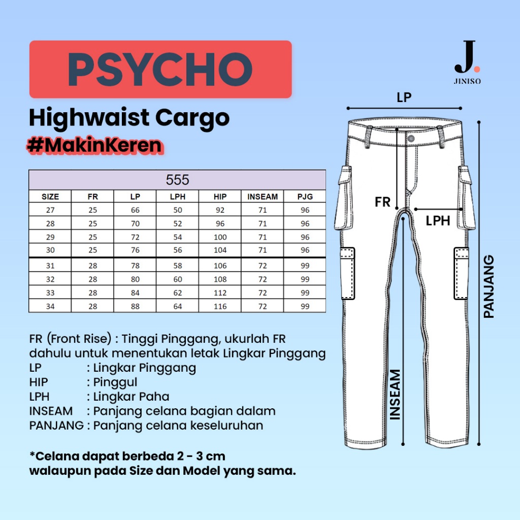 Jual JINISO - Highwaist Cargo Loose Jeans 555 PSYCHO | Shopee Indonesia
