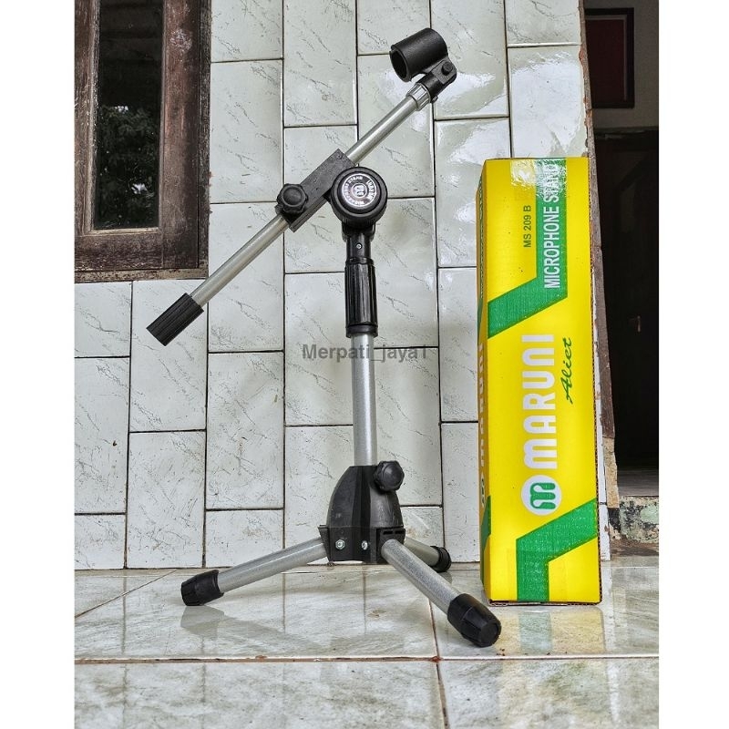 Jual stand mic pendek maruni silver tiang/penyangga microphone + holder ...