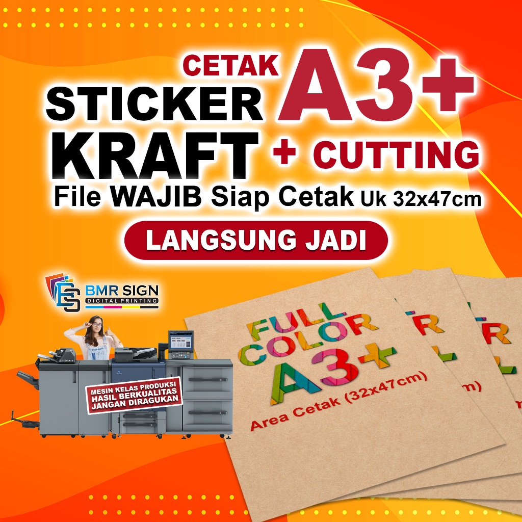 Jual Cetak Sticker Kraft coklat A3+ Cutting / sticker craft / stiker ...