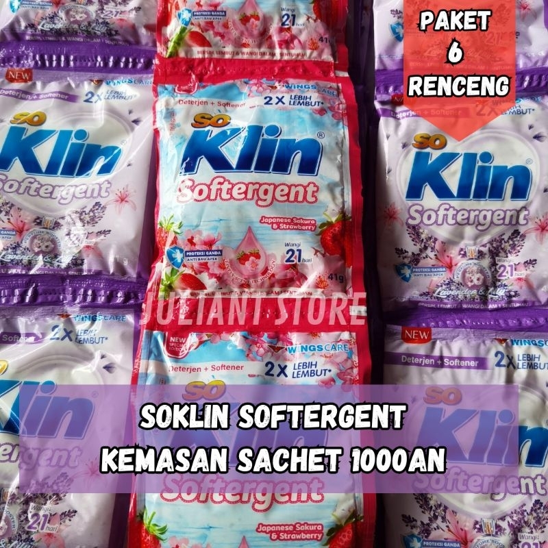 Jual Soklin PK 1000 an Detergent+Softener Bubuk (PAKET 6 RENCENG/36 ...