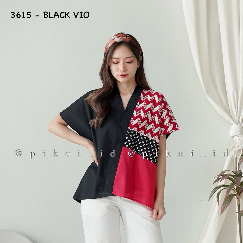 Jual Atasan batik wanita modern / blouse batik lengan pendek top batik ...