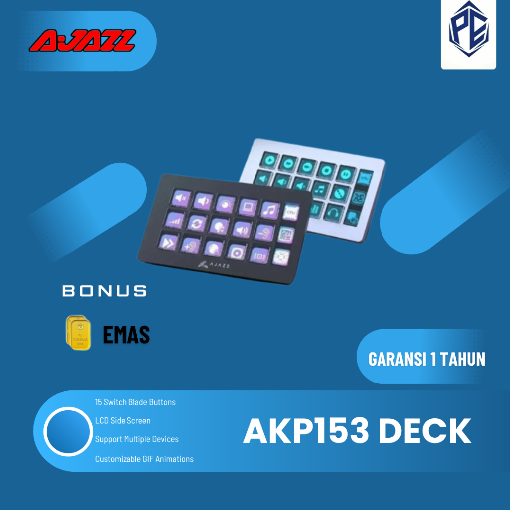 Jual Ajazz AKP153 / AKP-153 Stream Deck Controller Visual Custom ...