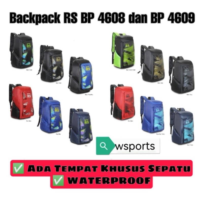Jual Tas Backpack Ransel Badminton Tenis Tennis WATERPROOF RS BP 4608 ...