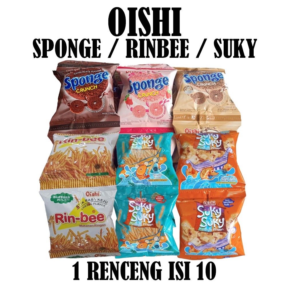 Jual SNACK OISHI SPONGE / RINBEE / SUKY / UDANG PEDAS / POPPY / KRIUK ...