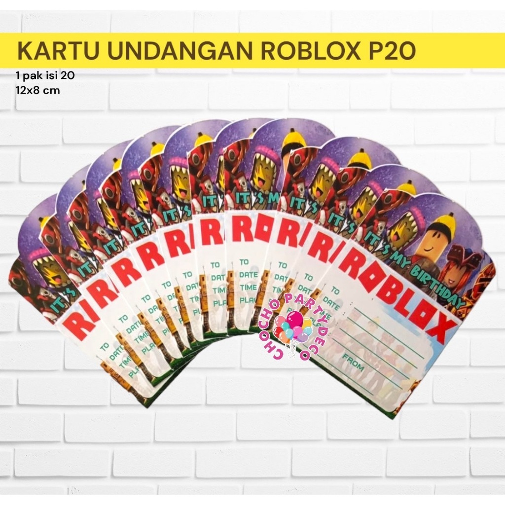 Jual Kartu Undangan Ulang Tahun ROBLOX P20 Isi 20 pc / Kartu Undangan ...
