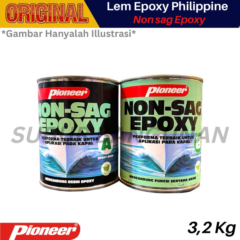 Jual Lem Philiphine Lem Pioneer Epoxy Non Sag 1,6 Kg ( 1 Set = 3,2 Kg ...