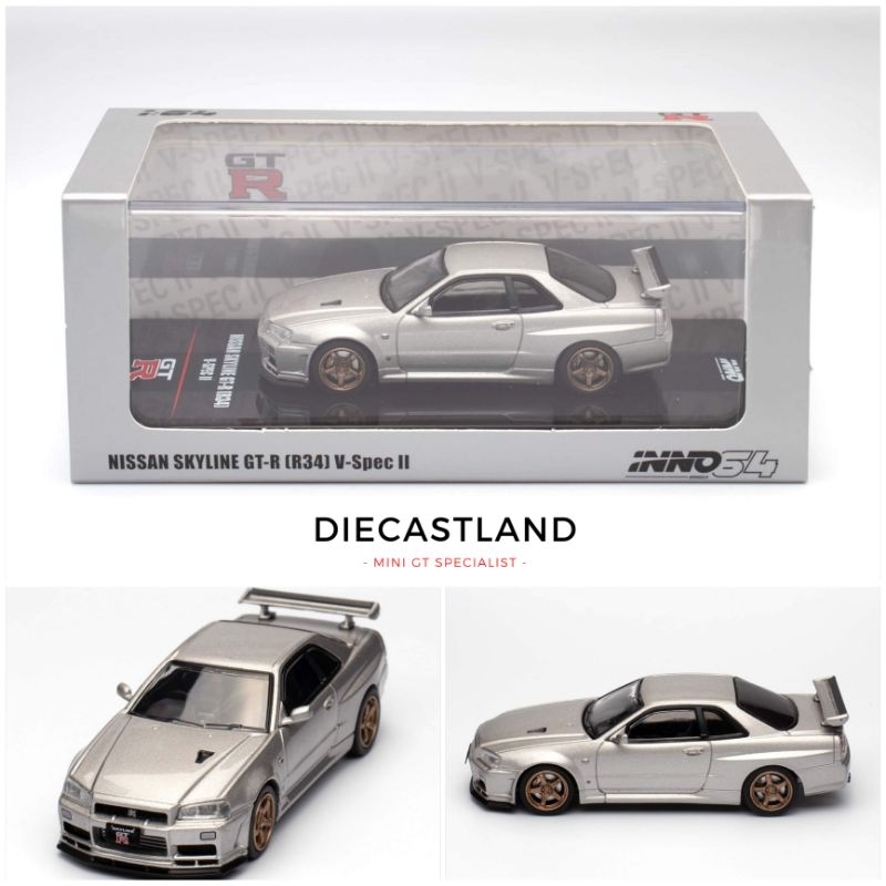 Jual INNO64 NISSAN SKYLINE GT-R (R34) V-Spec II Silver IN64-R34VS-SIL ...