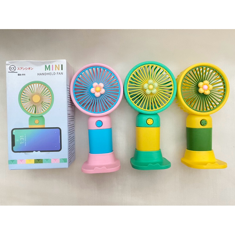 Jual KIPAS ANGIN MINI MOTIF BUNGA/KIPAS ANGIN 2in1 BISA TARUH HANDPHONE ...