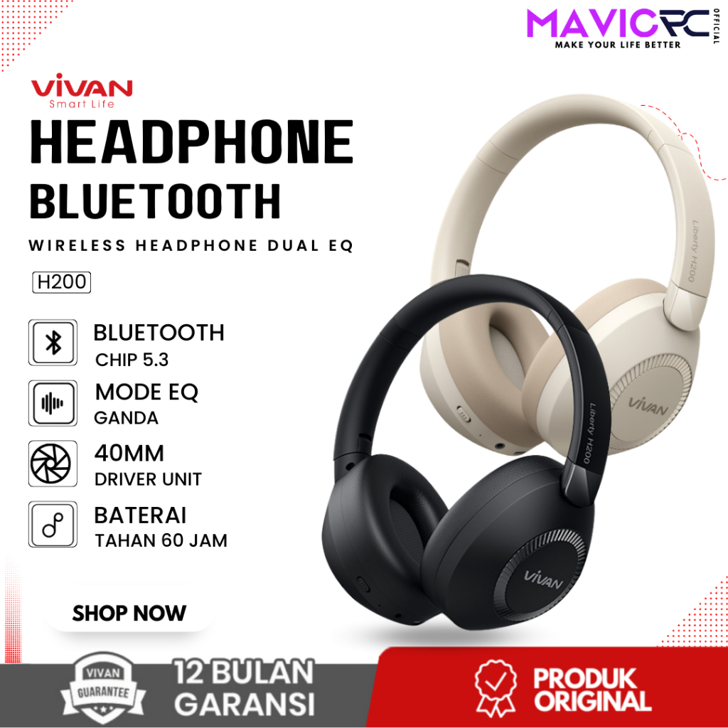 Jual VIVAN Liberty H200 Wireless Headphone Bluetooth 5.3 Headset ...