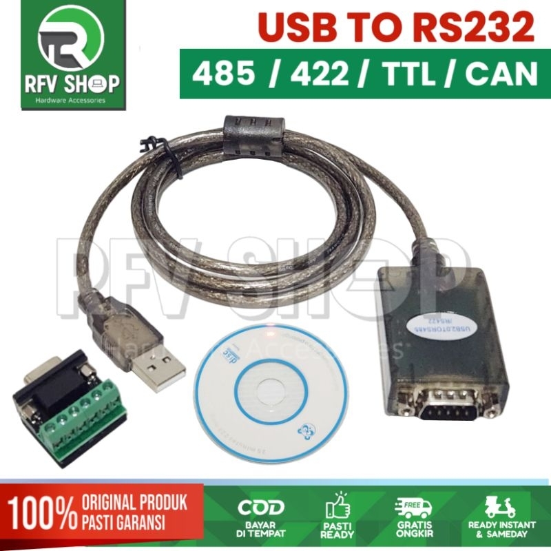 Jual Kabel USB to Serial RS232 / RS485 / RS422 adapter 1 Meter | Shopee ...